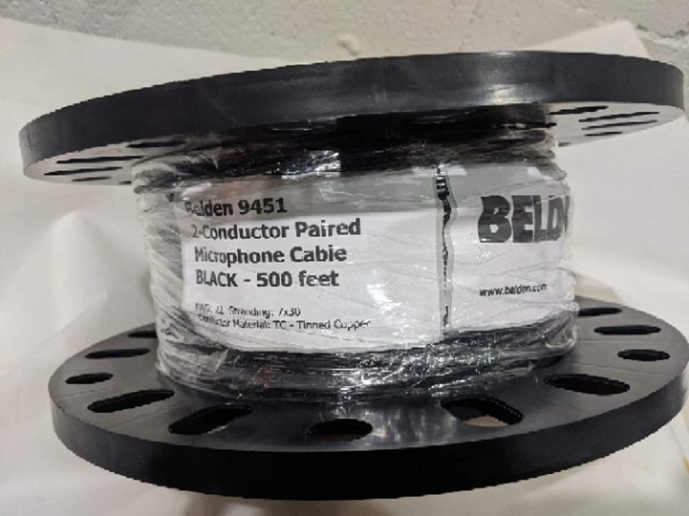 Naisian Belden 9451 2-Conductor Paired Microphone Cable - 500 feet - Black