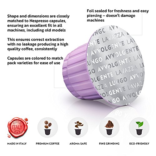 Lavazza Premium Coffee Corp Nespresso OriginalLine Compatible Capsules Avvolgente Espresso Lungo, Dark Roast Coffee, 10 ct