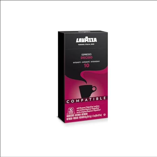 Lavazza Premium Coffee Corp Nespresso OriginalLine Compatible Capsules, Deciso Espresso, Dark Roast Coffee, 10 ct