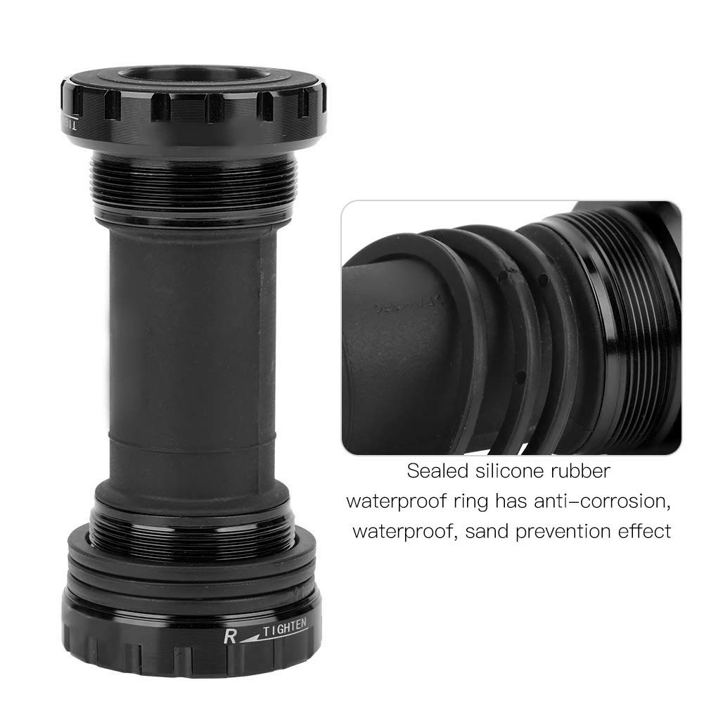 Raguso Bike Bottom Bearing, Wearable Waterproof Aluminum Alloy Bottom Bracket for Road Bicycle for 68β73mm Frame(Black)