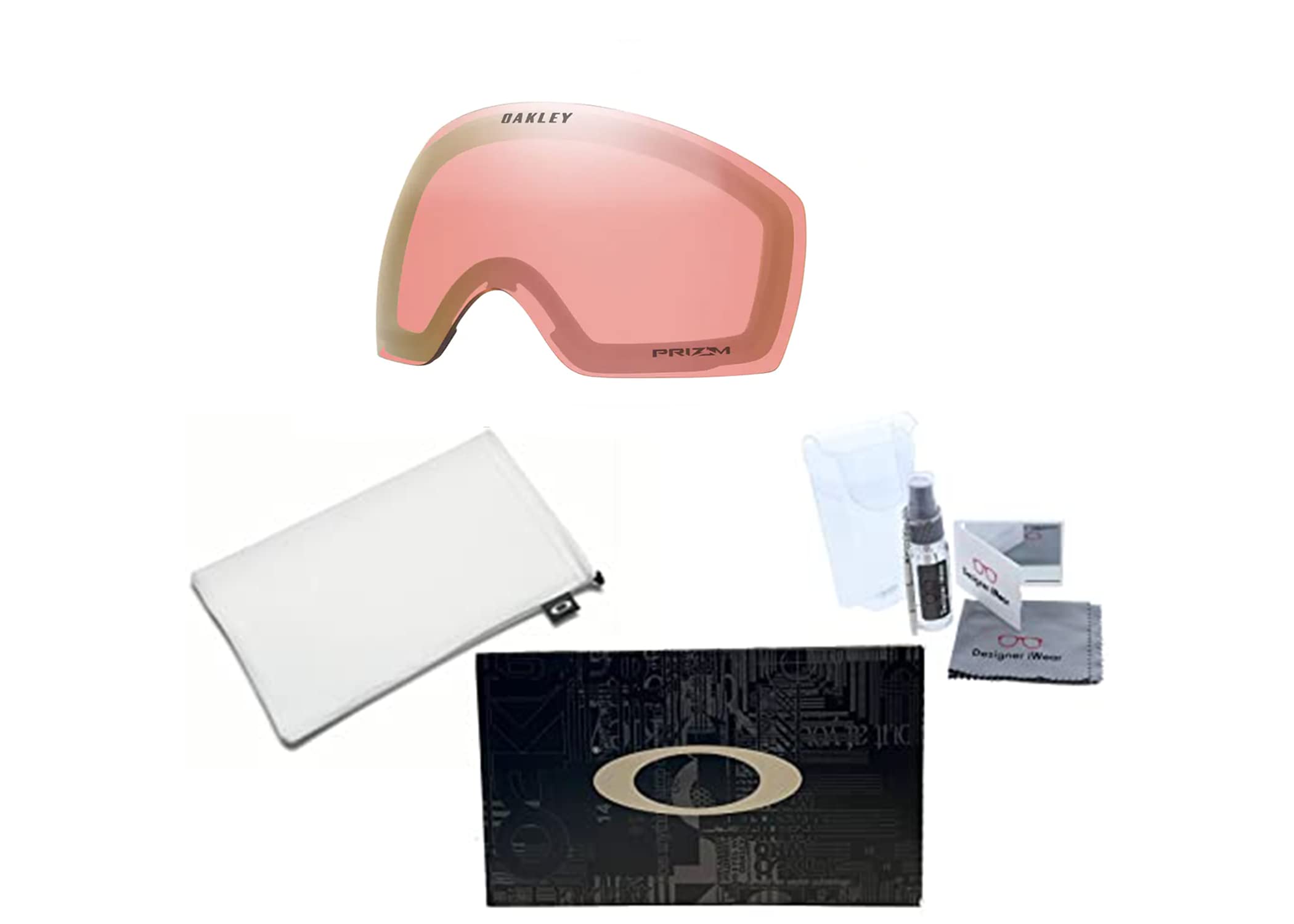 Oakley Flight Deck Medium Prizm Rose Gold REPLACEMENT LENSES OO7064 Ski Goggles For Men For Women + BUNDLE with Designer iWear Eyewear Kit…