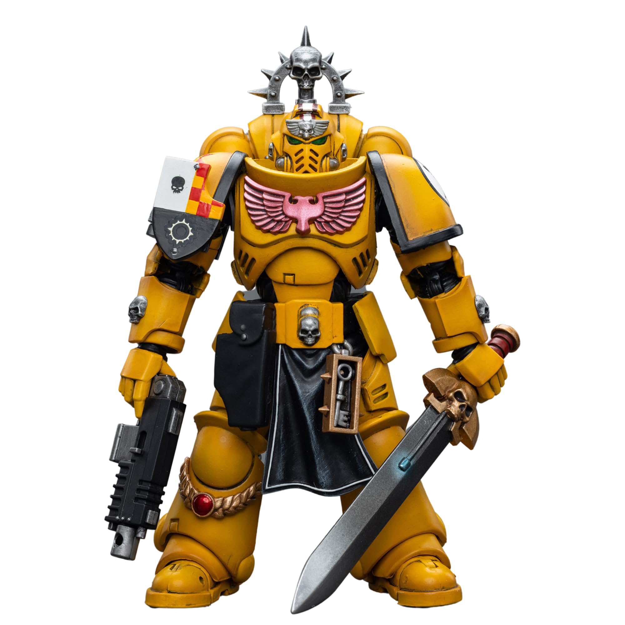 JOYTOY 1/18 Warhammer 40,000 Action Figure Imperial Fists Lieutenant with Power Sword Collection Model (4.8 inch)