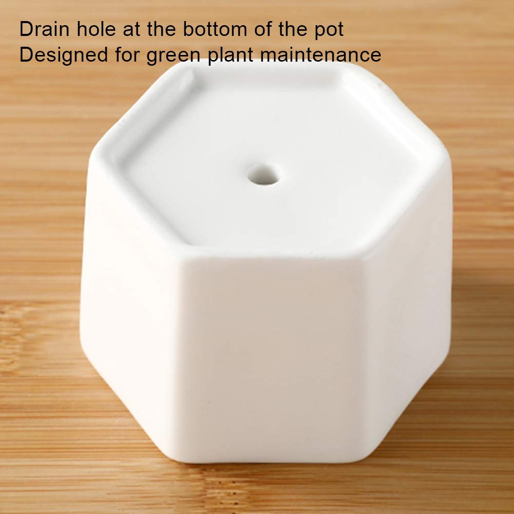 Ochine 3 Inches Ceramic Cactus Flower Pot with Bamboo Tray Small Succulent Planter Modern Indoor Outdoor Plant Pots Set Home Planters Container Bonsai Pots with Drainage Hole