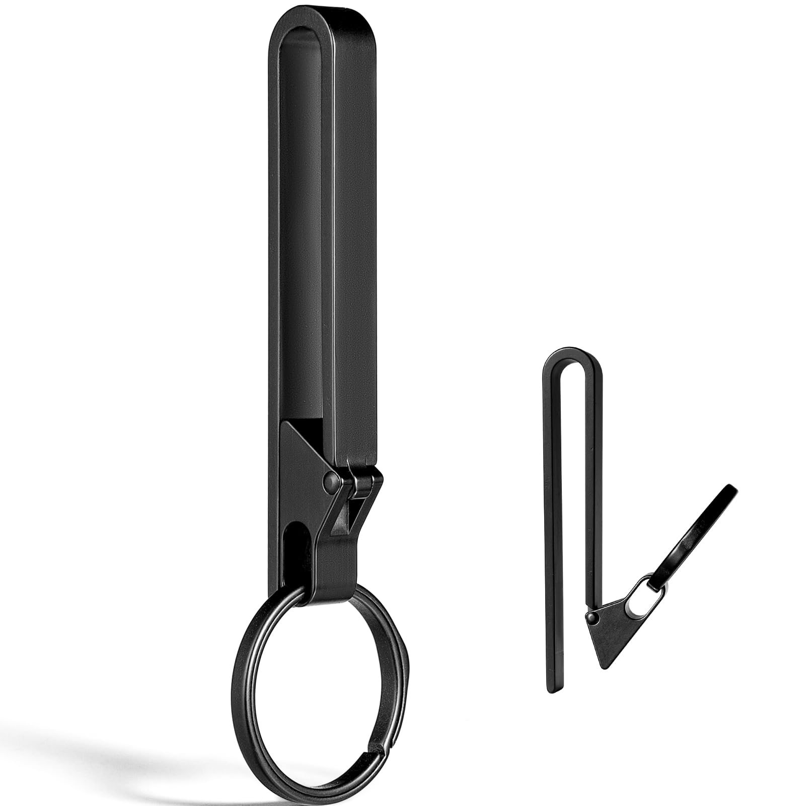 TIMULTI Titanium Belt Key Holder, Key Clip for Belt, Belt Loop Keychain Clip,EDC Quick Release Mens Belt Clip With Titanium Key Ring(Black Belt Clip-1PC)