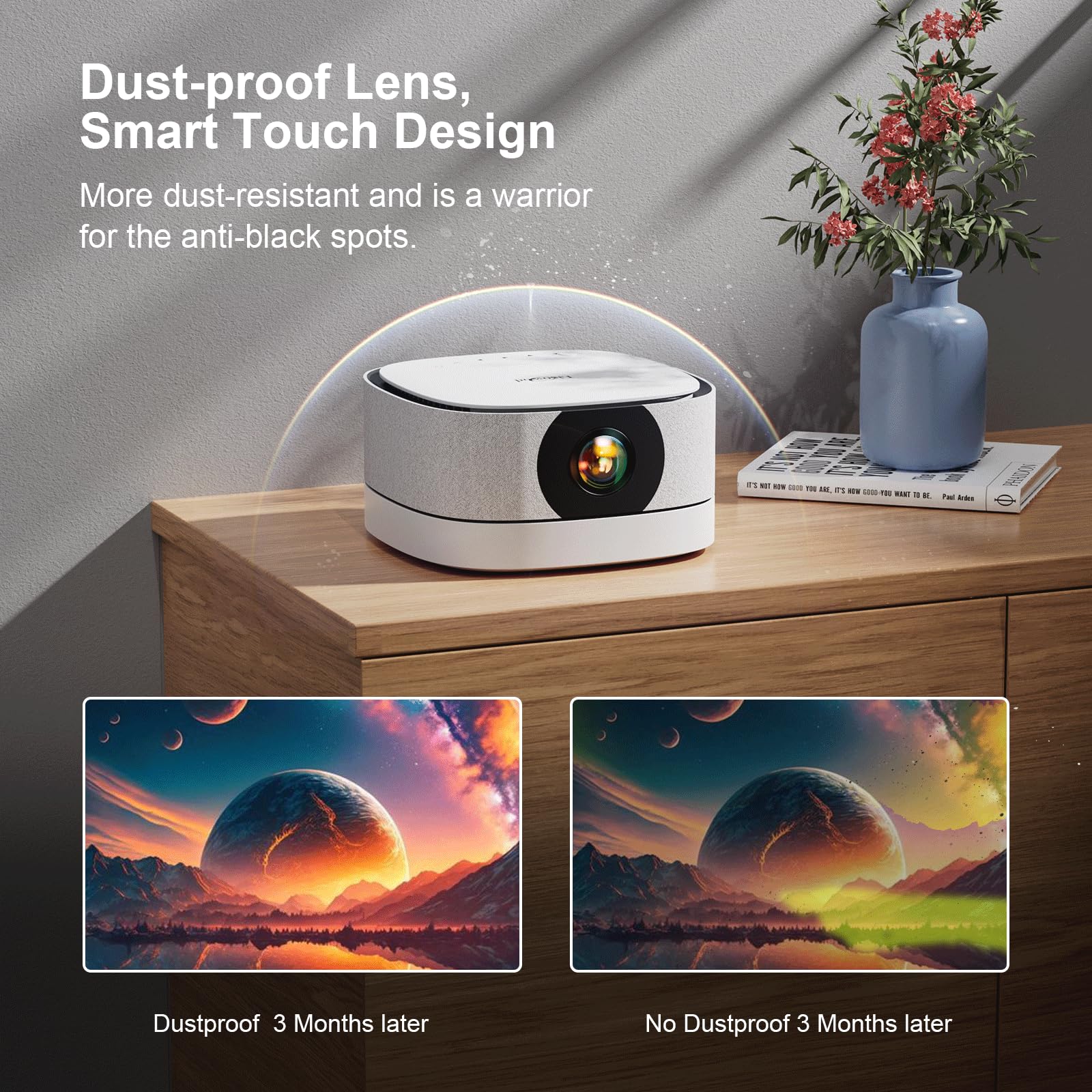 Mini-Portable-Projector with 5G WiFi and Bluetooth 1080P: 550 ANSI Battery-Powered Outdoor Projector with Electric-Focus, Lisowod Smart Movie Proyector with Battery for Outdoor/Indoor Use with Zoom