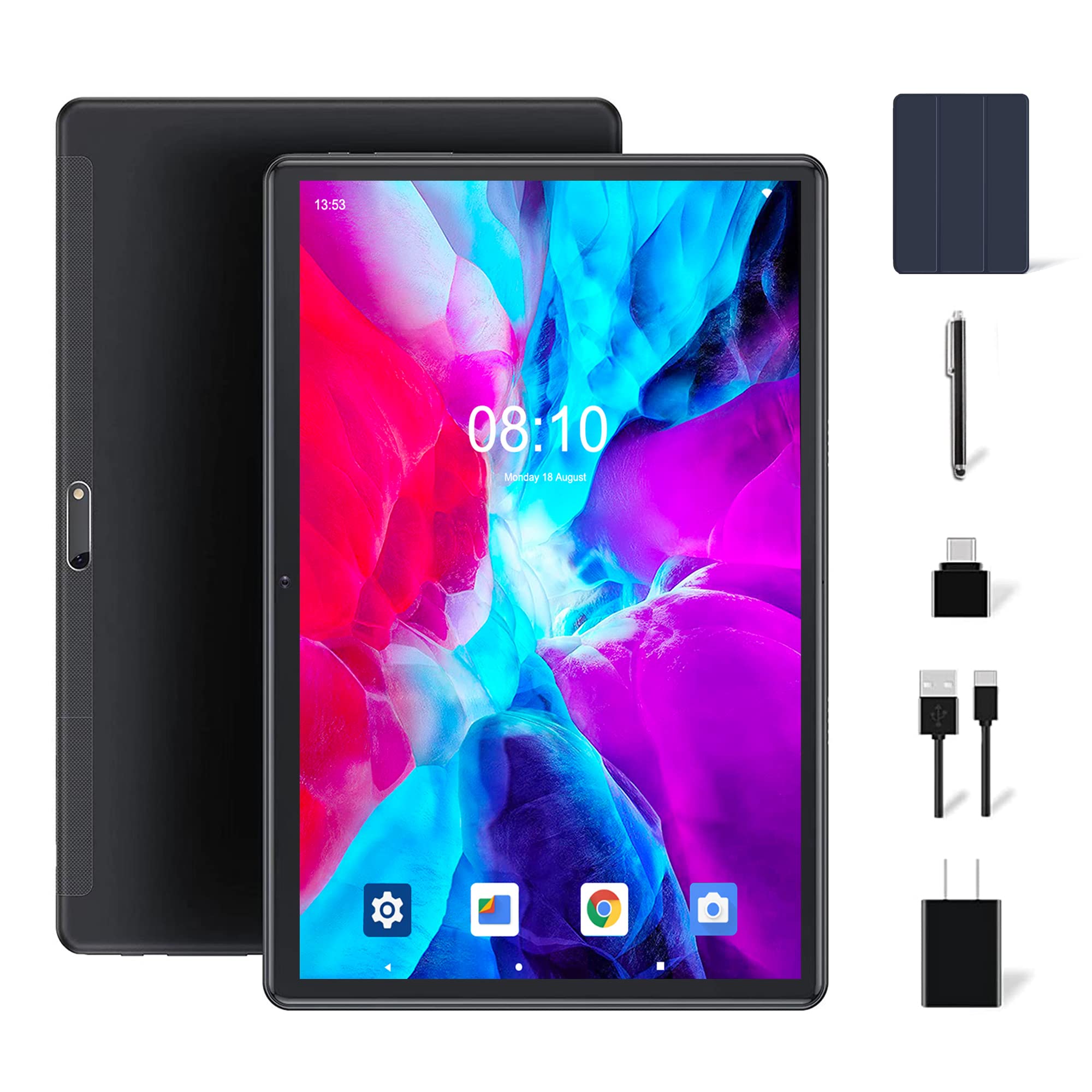 Tablet 10 inch, Tablets Android 11, Octa-Core Tablets, 3GB RAM+32GB ROM, Google Certificated Wi-Fi Tablets,2.5D G+G, Dual Camera,Include Tablet Leather Case - Black