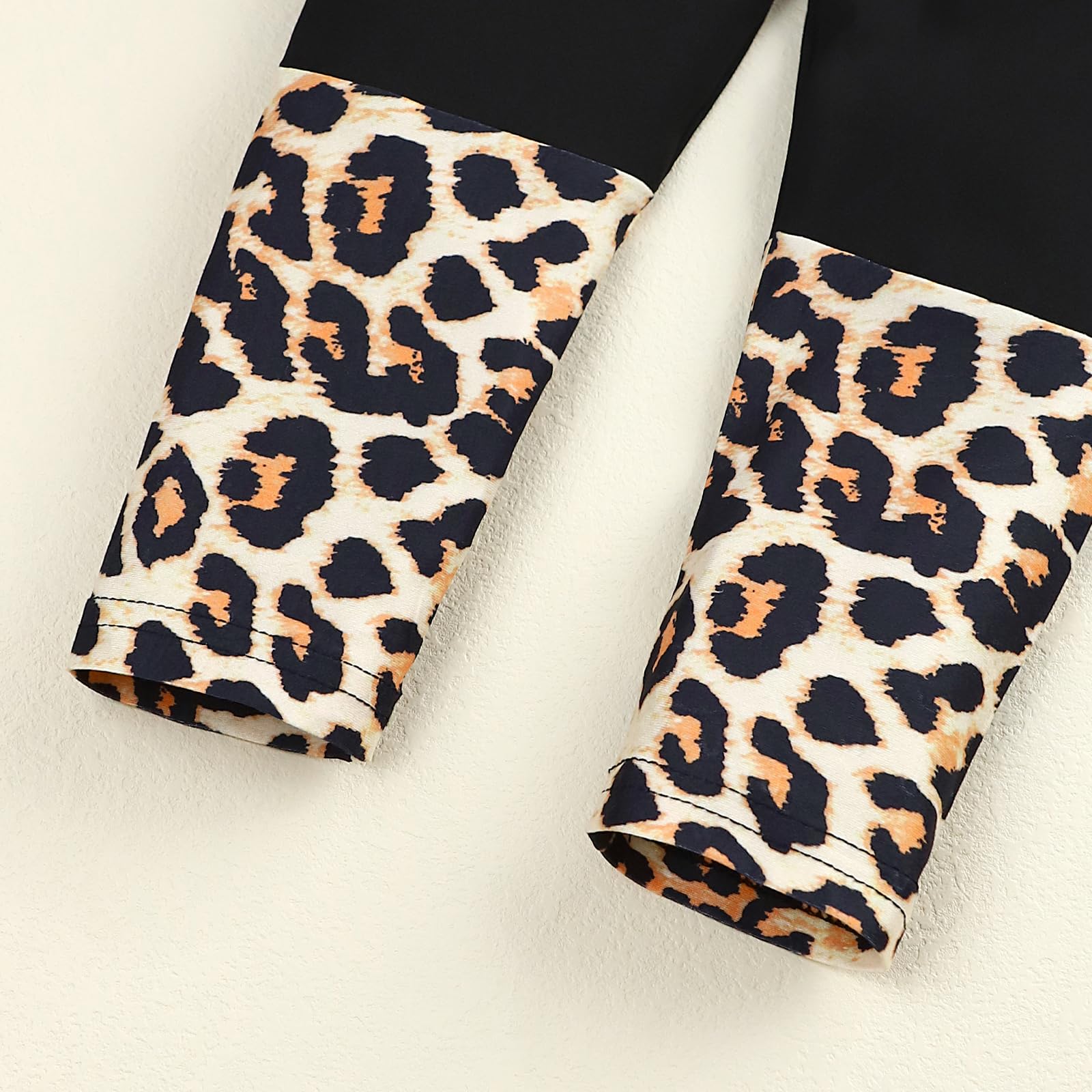 KIDLAGA Toddler Girl Clothes Figure Graphic Drop Shoulder Top Pullover Leopard Print Pants Fall Winter Outfit Set(5-6T)