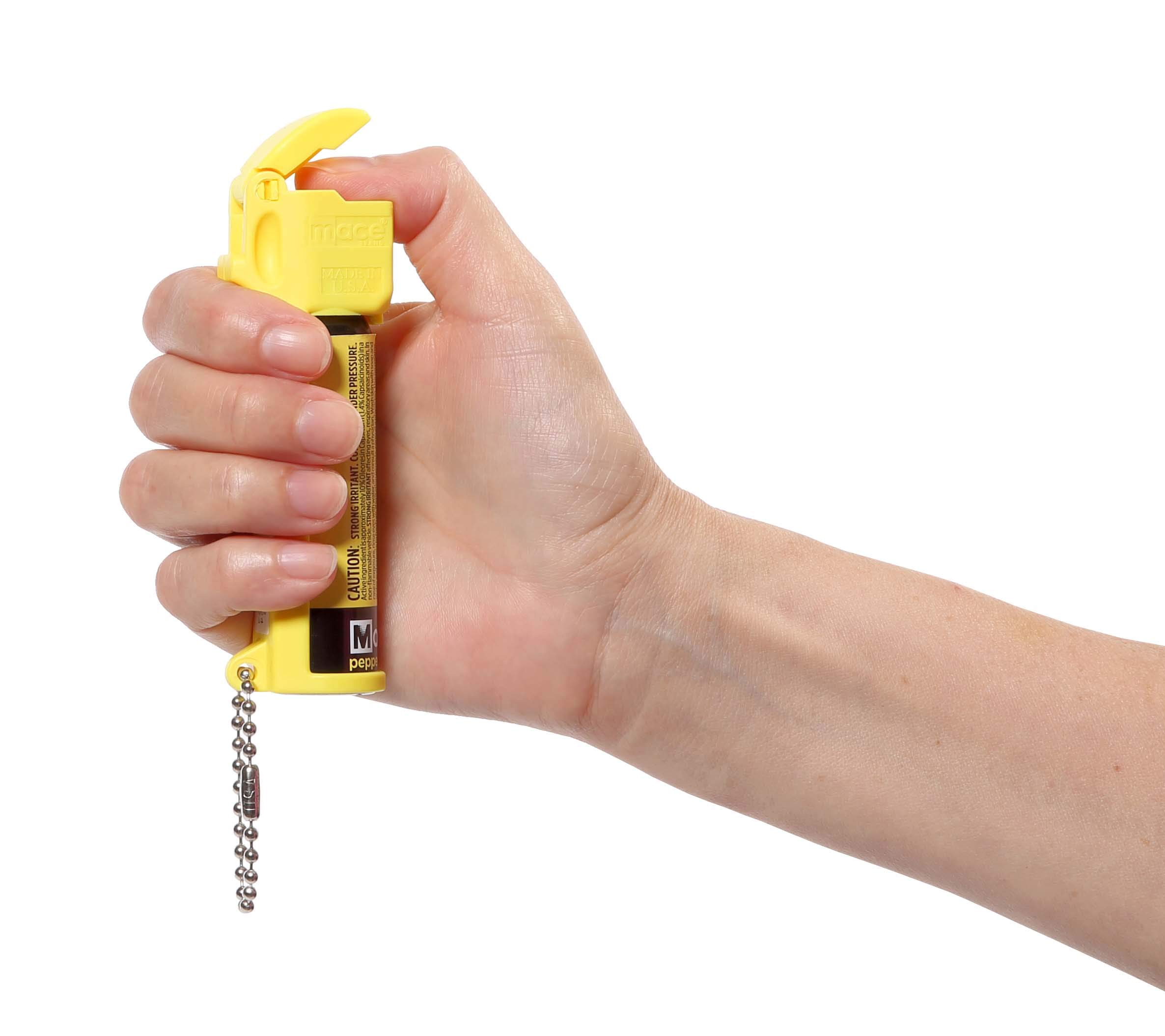 mace Brand Full Size Pepper Spray (Neon Yellow) ā Accurate 12ā Powerful Pepper Spray with Flip Top Safety Cap, Leaves UV Dye on Skin ā Great for Self-Defense