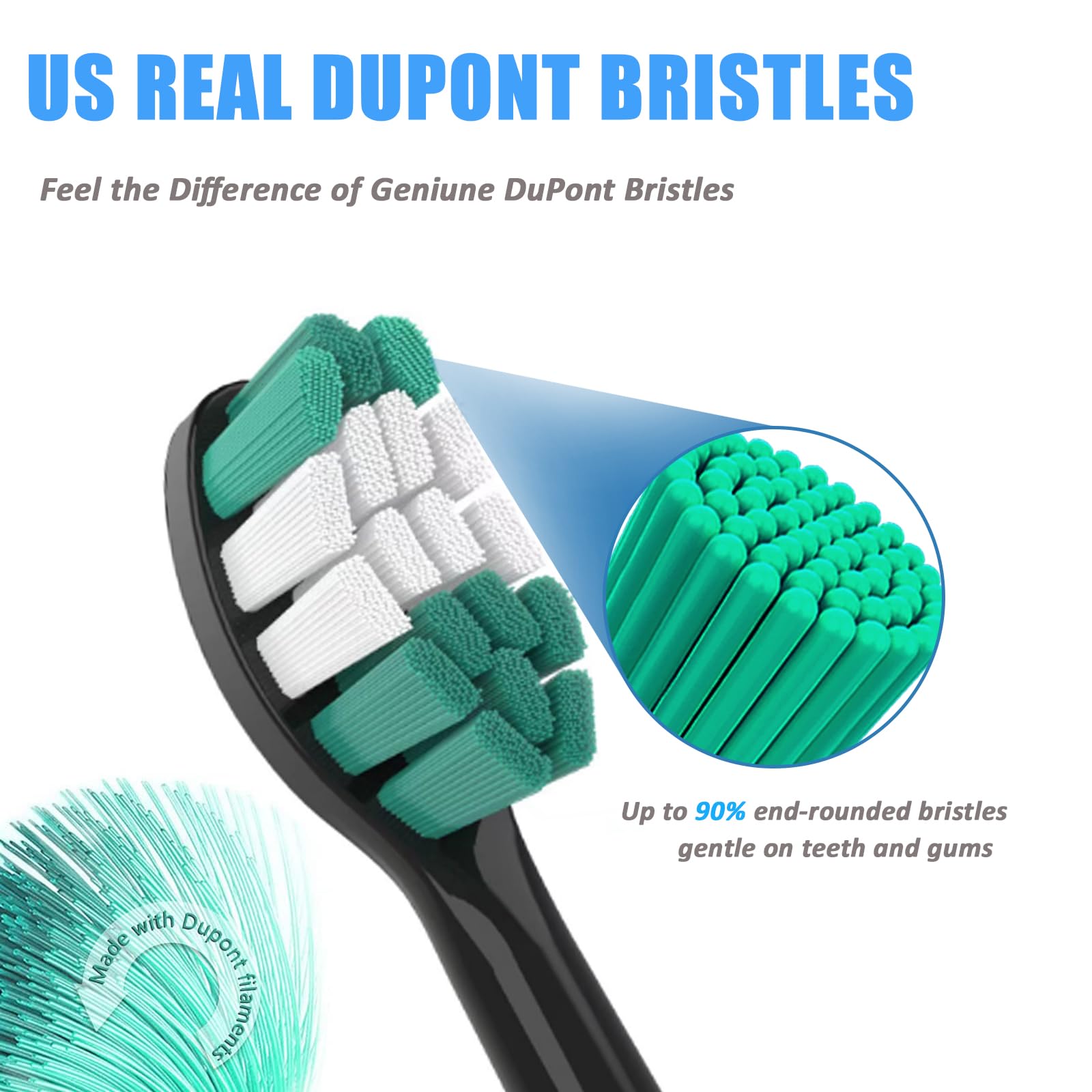Toothbrush Replacement Heads Compatible with AquaSonic Black Series Tooth Brush, for Black Series Pro, Vibe Series, Duo Series Pro, Electric Toothbrush Refills 8 Pack (Black)
