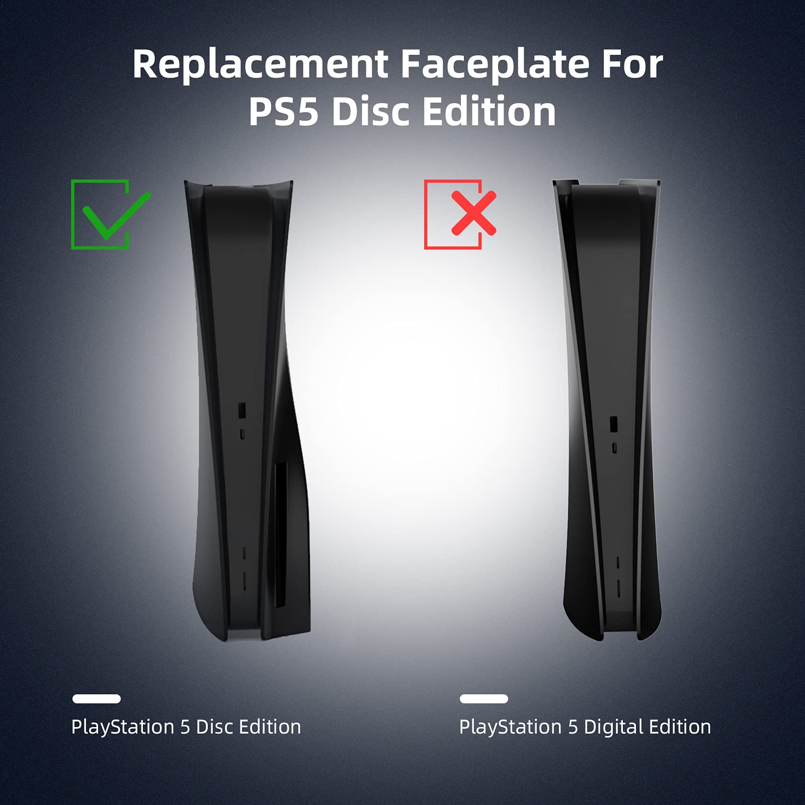 NexiGo PS5 Accessories Plates for Playstation 5 Disc Edition, ABS Anti-Scratch Dustproof Protective Shell Cover, Replacement Face Plate for PS5 Disc Edition (Matte Black) (Renewed)