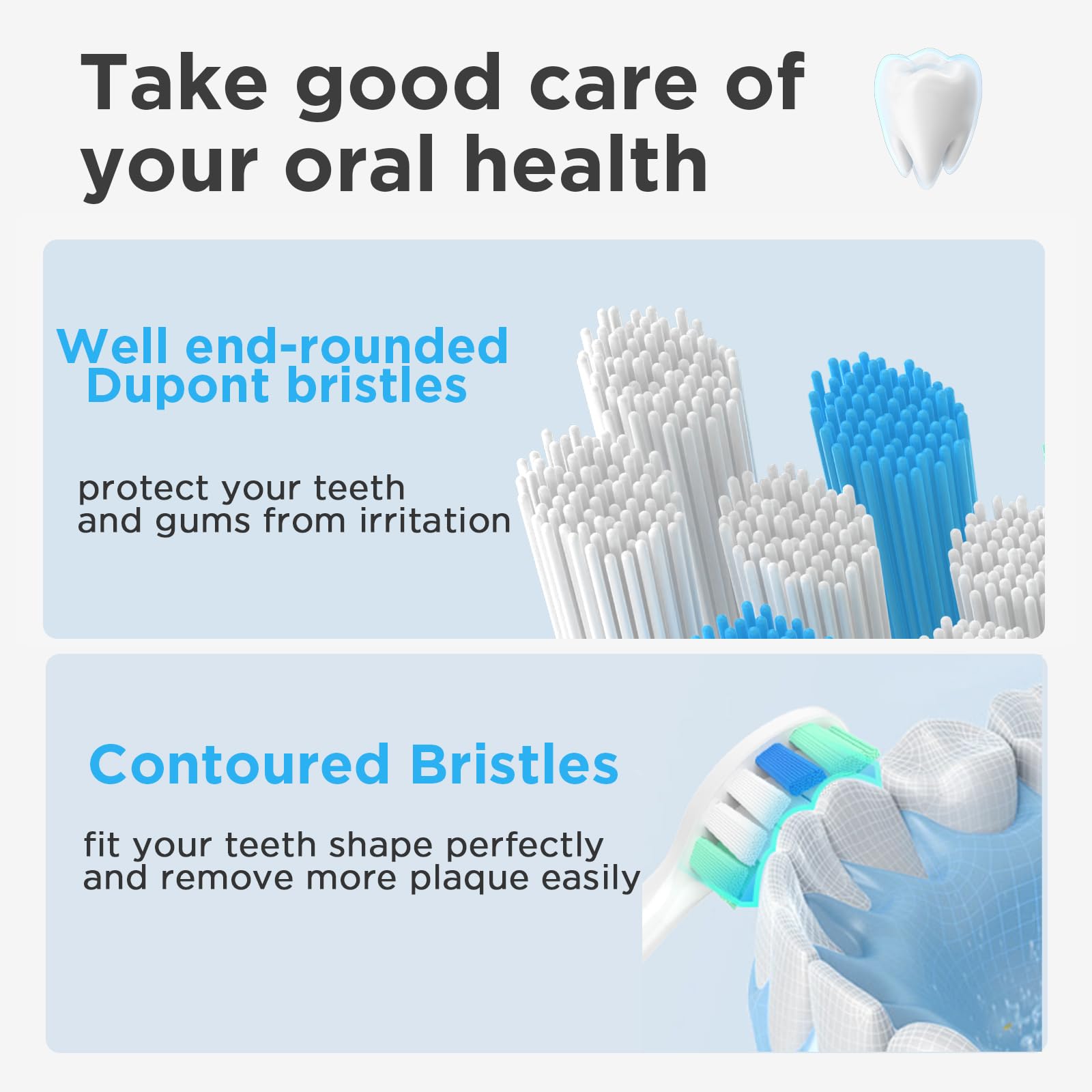 Toothbrush Replacement Heads for Philips Sonicare, Electric Replacement Brush Head Compatible with Snap-on Phillips Sonic Care Toothbrush Head (8 Pack)