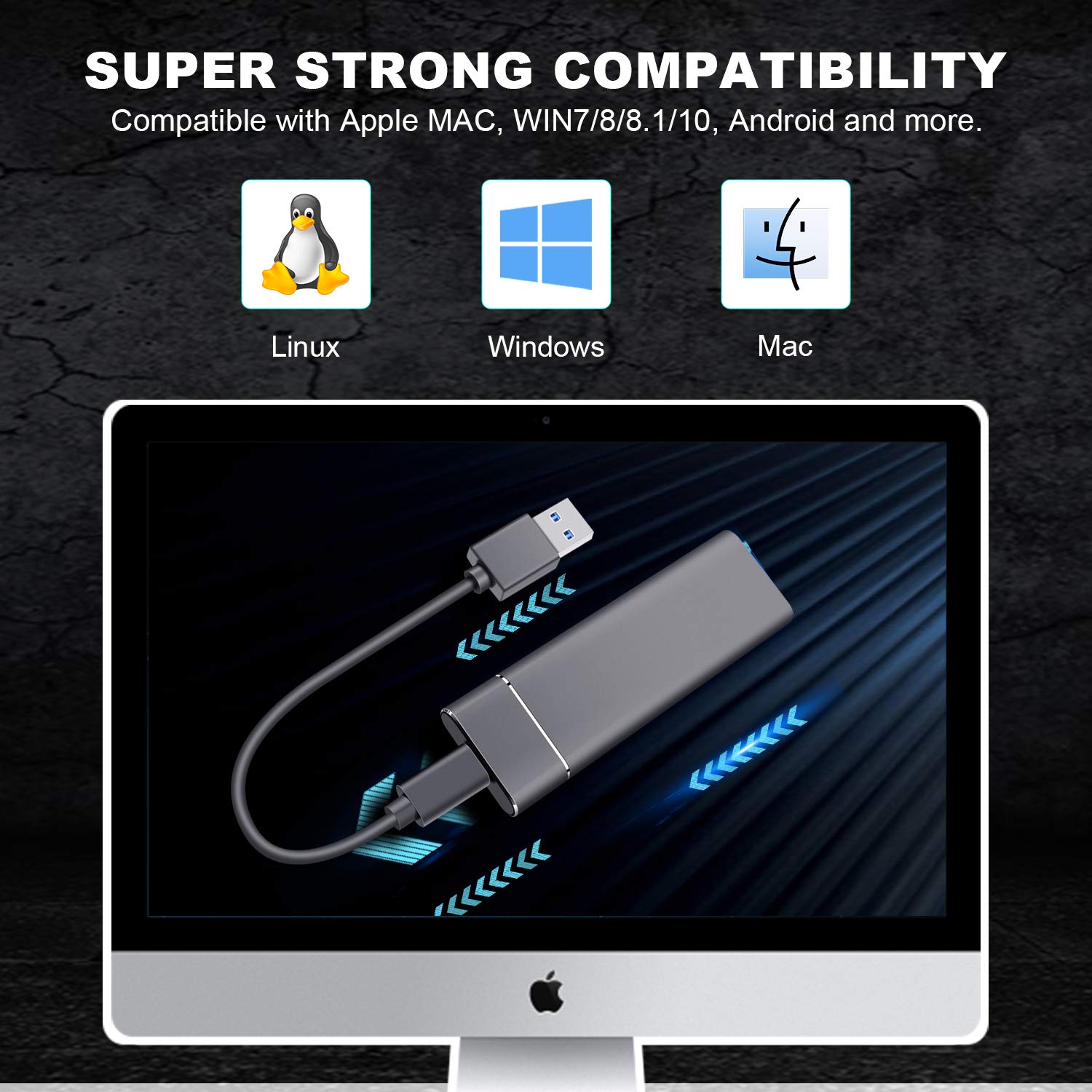 WORUIJIA External Hard Drive for Mac, PC, Laptop, Desktop - Portable External Hard Drive 2TB, High Capacity and Ultra Slim, Data Backup Portable Hard Drive(Blue-C,2TB)