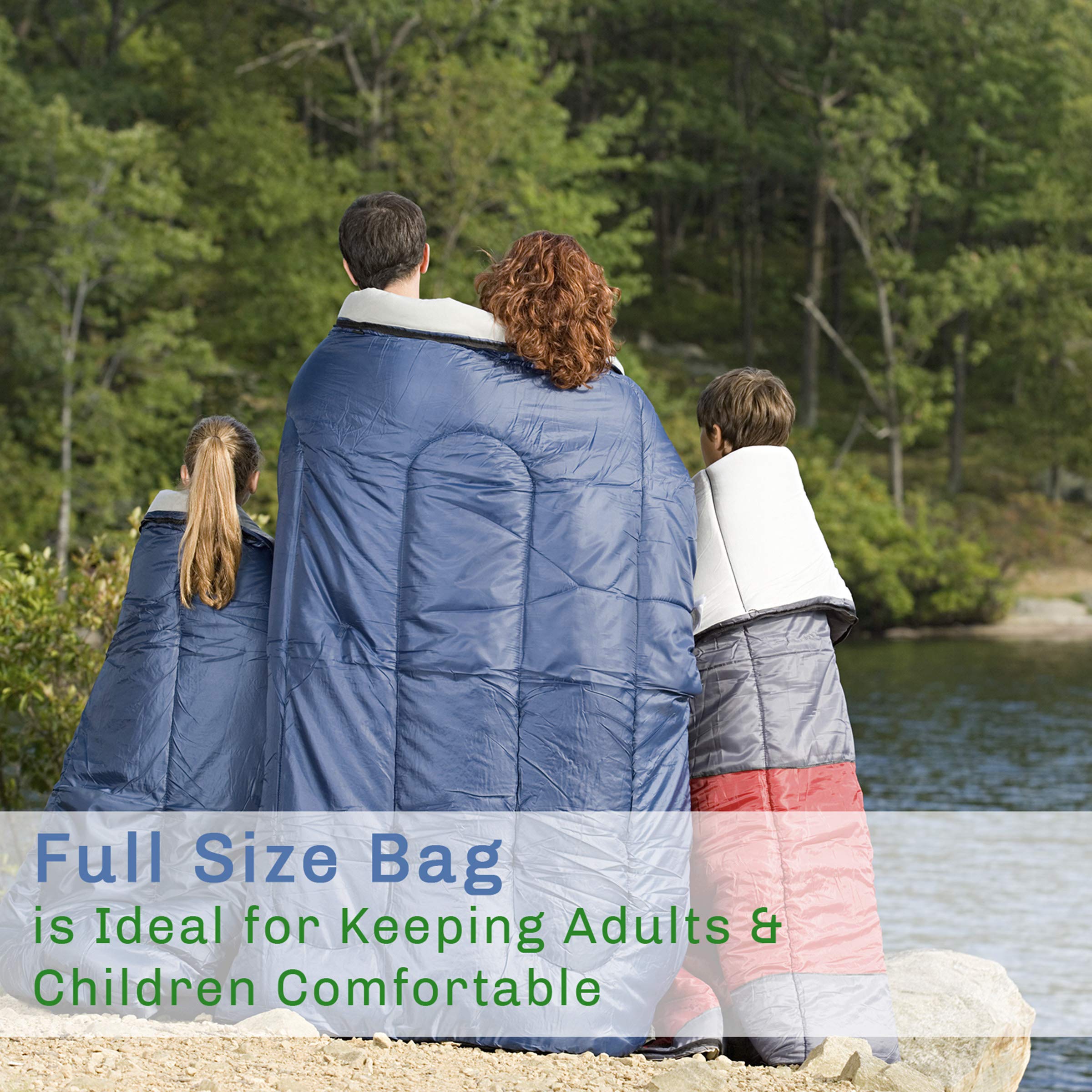 Lightweight Sleeping Bag - Carrying Bag with Compression Straps Included - for Adults, Kids, Camping, Backpacking, and Sleepovers by Wakeman Outdoors