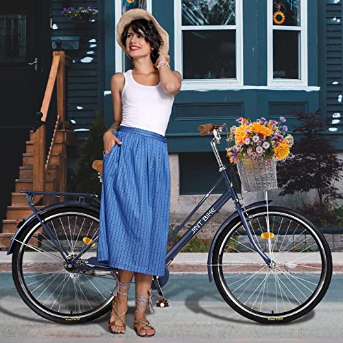 PUTEARDAT Beach Cooler Big Wheels 26-Inch Womens Comfort Bikes Beach Cruiser Bike Single Speed Bicycle Comfortable Bicycle