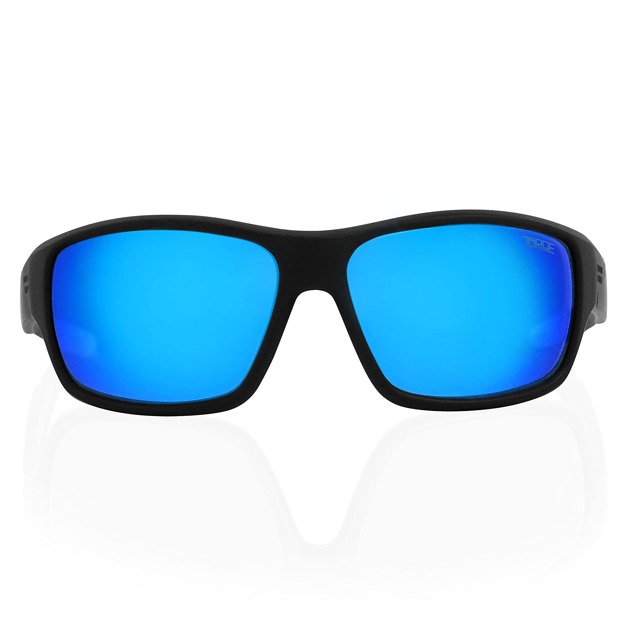 TOROE Eyewear FIELD Wrap Around Sport Sunglasses With Polycarbonate Polarized Lenses, Lightweight TR90 Frame (Matte Black | Black Emblem, Black (C4))