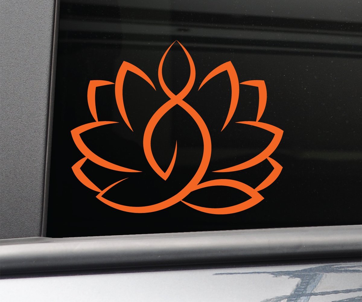 Lotus Flower Yoga Meditation Vinyl Decal Laptop Car Truck Bumper Window Sticker, 5.5" x 4.5" (Orange)