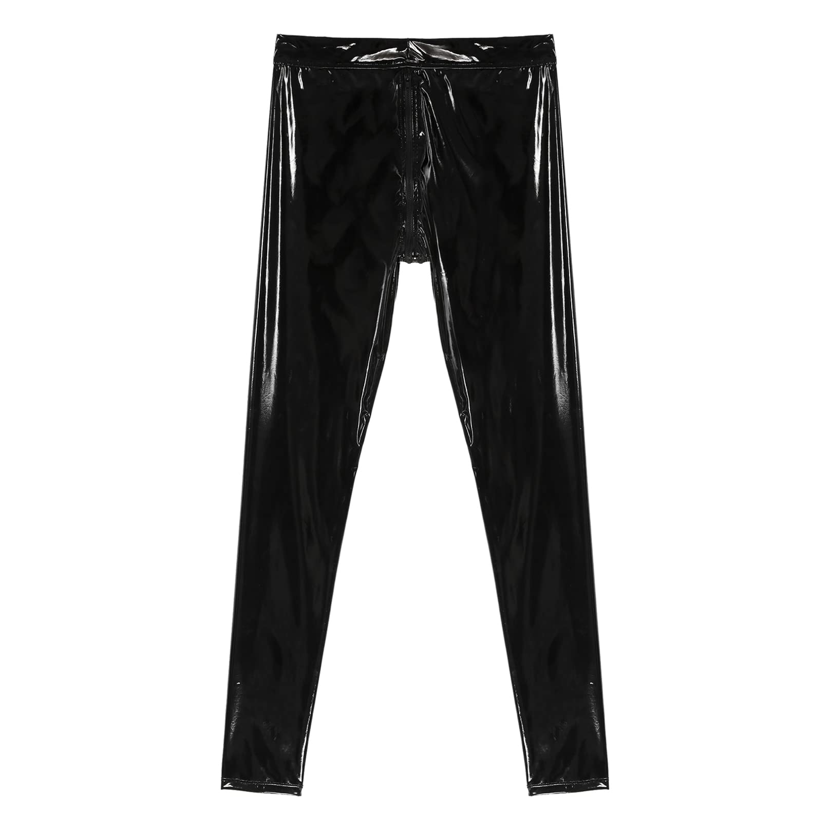 MSemis Men's Faux Leather Pants Punk 80's Rock Skinny Leggings Tight Gothic Motorcycle Biker Pants Type D X-Large