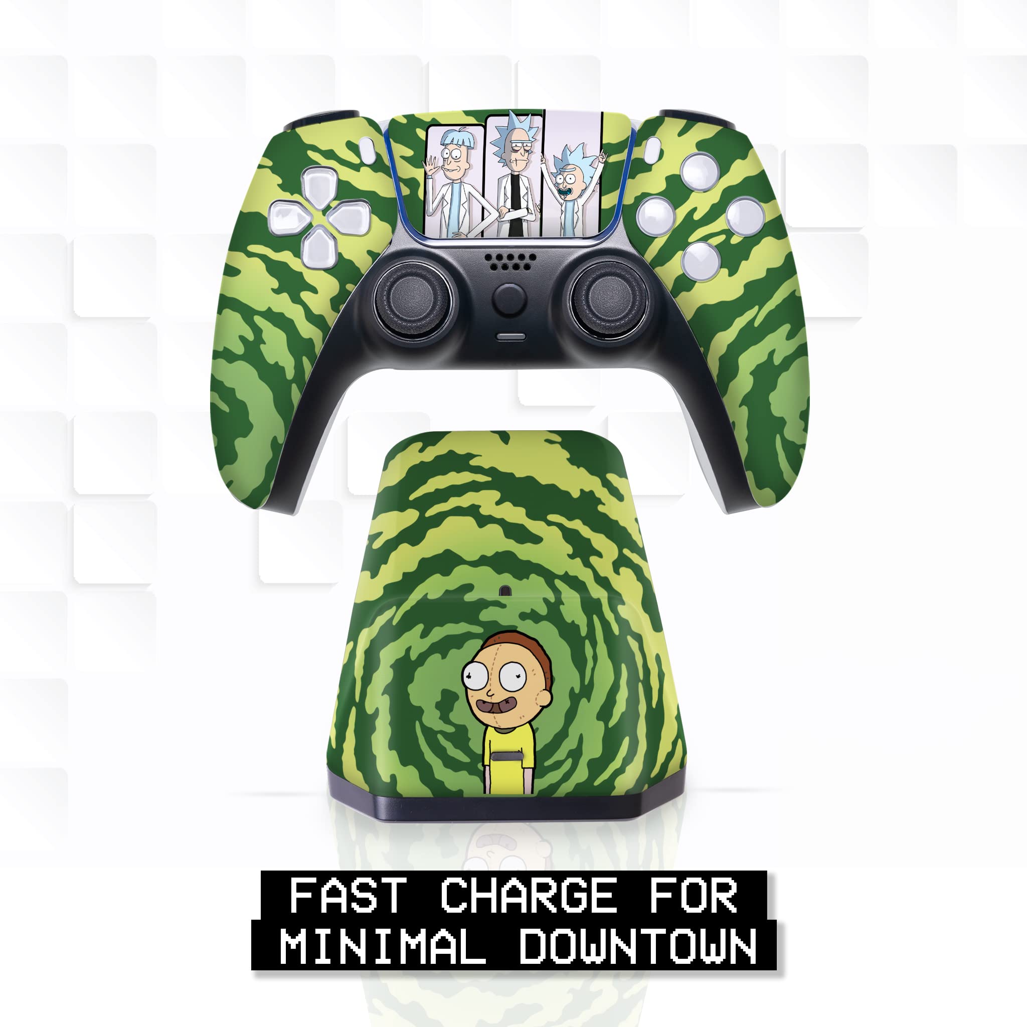 Portal Ricck Custom Modded Controller with Gaming Headset and Quick Charging Stand Compatible with Console | Customized with Permanent Hydro-Dip Printing(Not Just A Skin)(Controller Included)