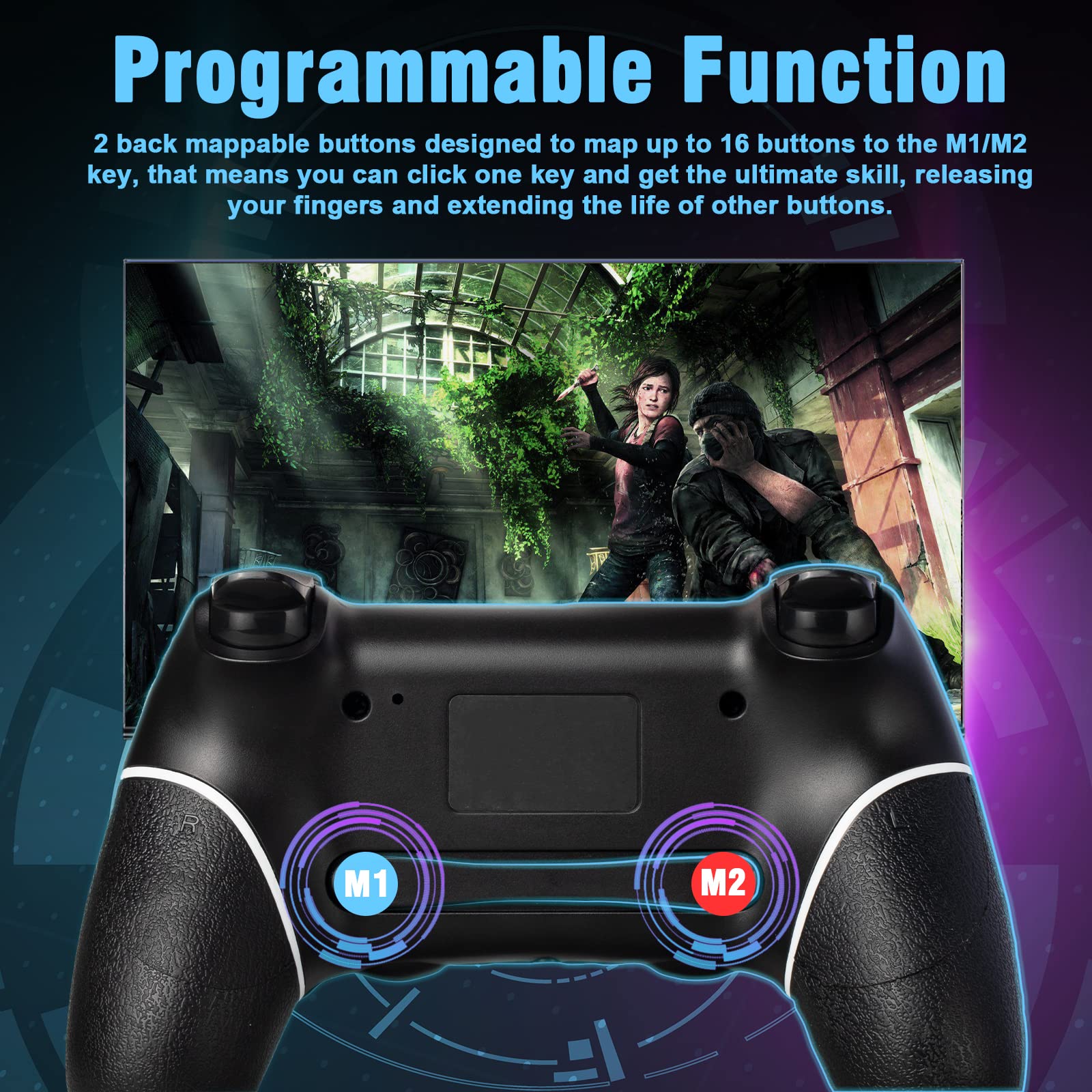 Jusubb for PS4 Controller Wireless, with USB Cable,600mAh Battery,Dual Vibration,6-Axis Motion Control,3.5mm Audio Jack,Multi Touch Pad,Share Button, PS4 Controller Compatible with PS4/Slim/Pro/PC