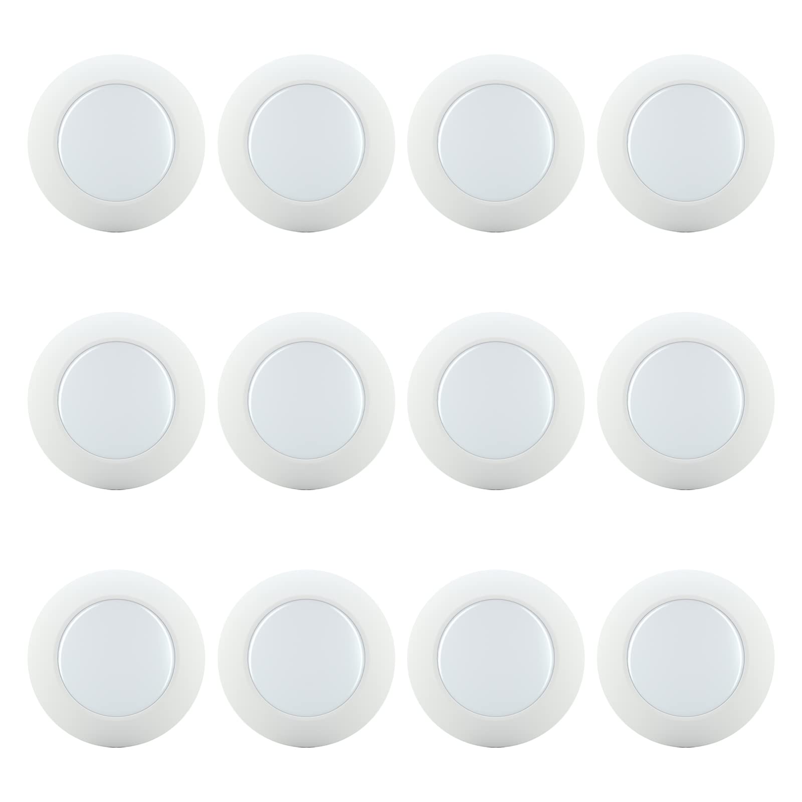 OREiN Disk Light Flush Mount Downlight 12Pack UL Energy Star Certified 1050lm Recessed Retrofit Ceiling Lights 5000k, 15W=120W, Dual Install into Junction Box & Can