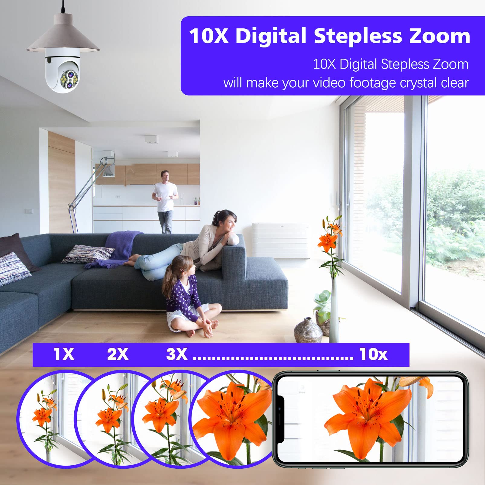 Topiacam Light Bu lb Security Camera… (Upgraded 10X Zoom, 2 Pack)