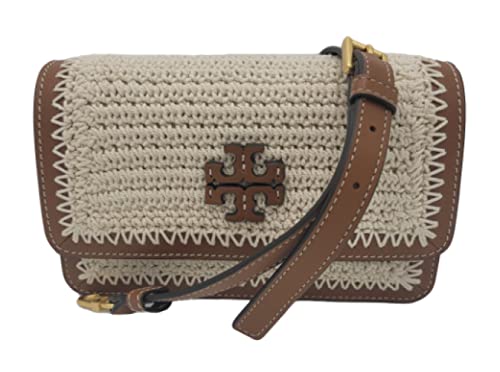 Tory Burch 136147 Britten Crochet New Ivory Off White Tan Leather With Gold Hardware Women's Crossbody Bag