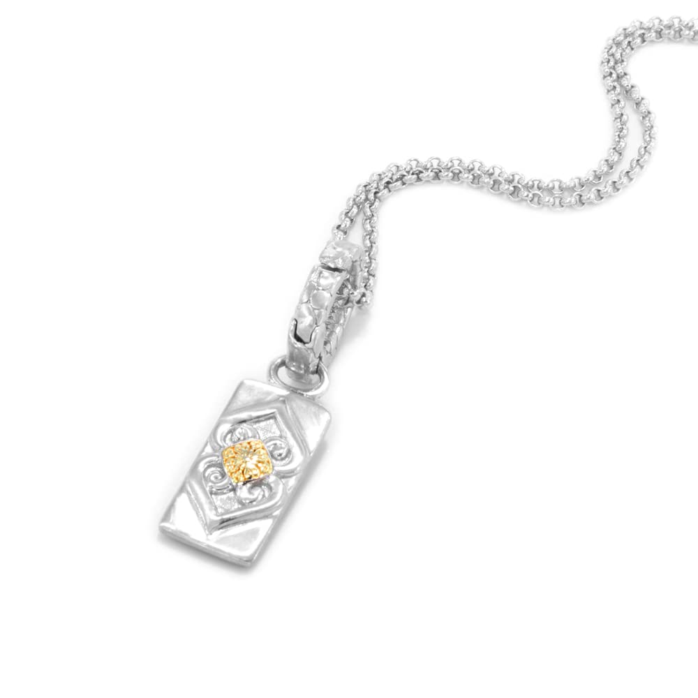 New Beginnings by Janyl Adair - Yellow Gold Plated .925 Sterling Silver Rectangular Enhancer Pendant Necklace - 18” w/ 2" Adjustable Extender