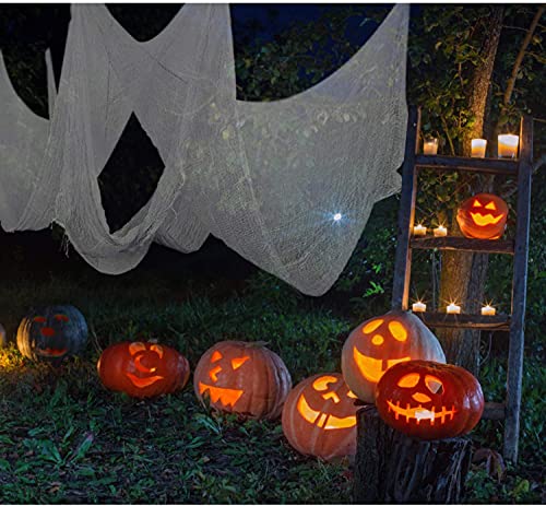 White Creepy Cloth, 79 x 79 inch Spooky Gauze, Scary Halloween Decorations for Haunted Houses Party Supplies