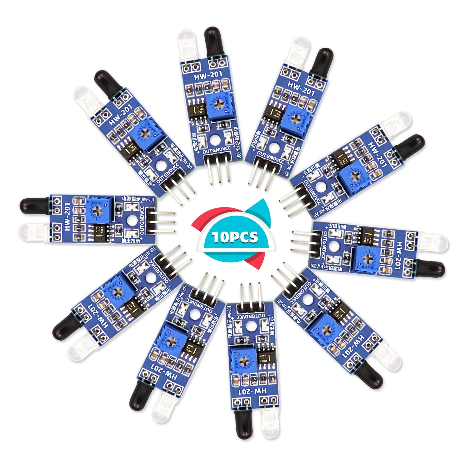 V TELESKY 10Pcs IR Infrared Obstacle Avoidance Sensor Module IR Reflective Photoelectric Distance Sensor with 3-Wire for Arduino Smart Car Robot