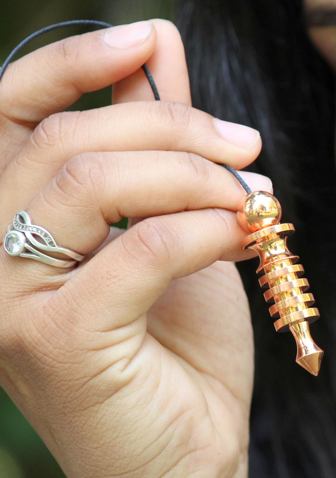 Jet 4 Isis Copper With chord Metal Pendulum Divine Healing Dowsing Spiritual Answer Meditation Cleansing