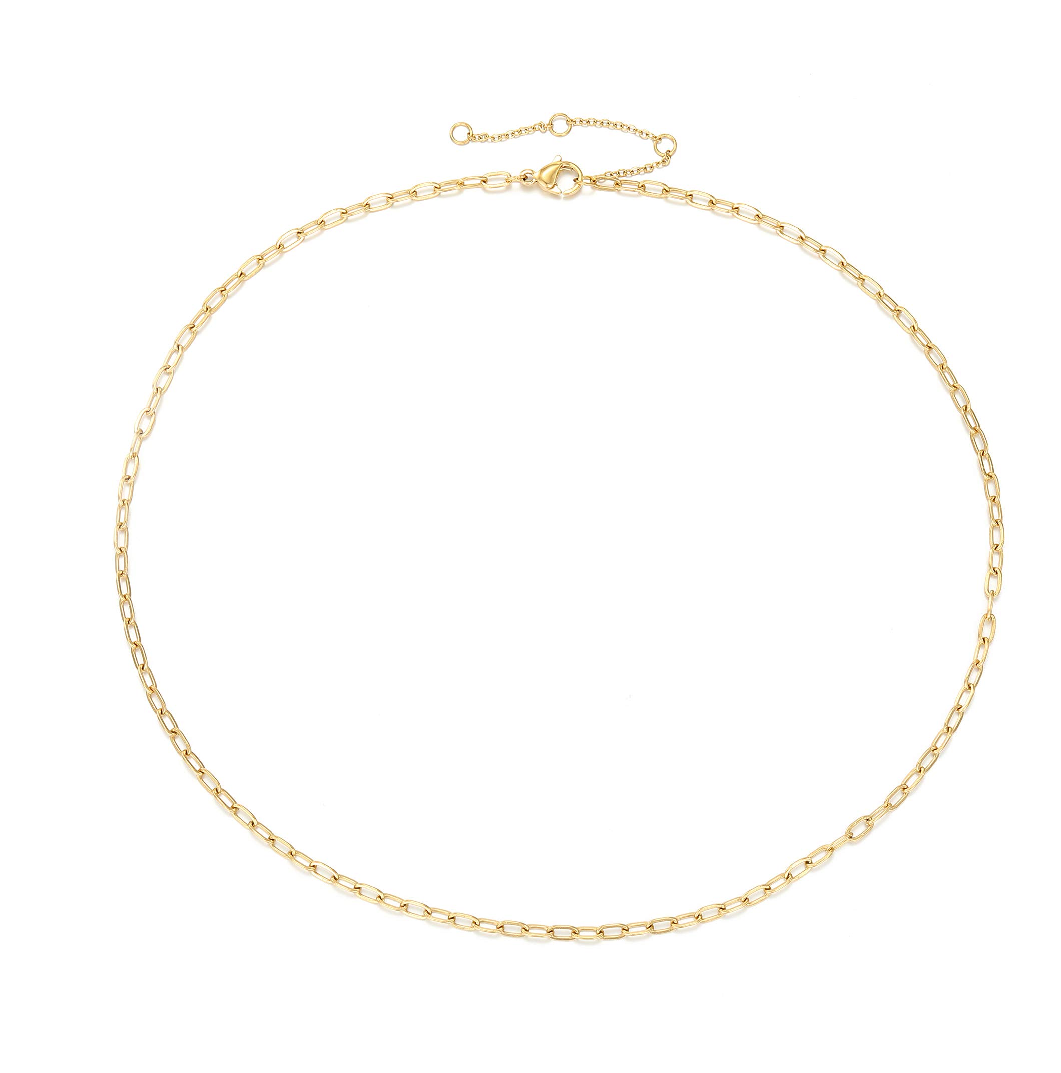 Lcherry Dainty Paperclip Choker Necklace 14K Gold Plated Paper Clip Chain Necklace for Women