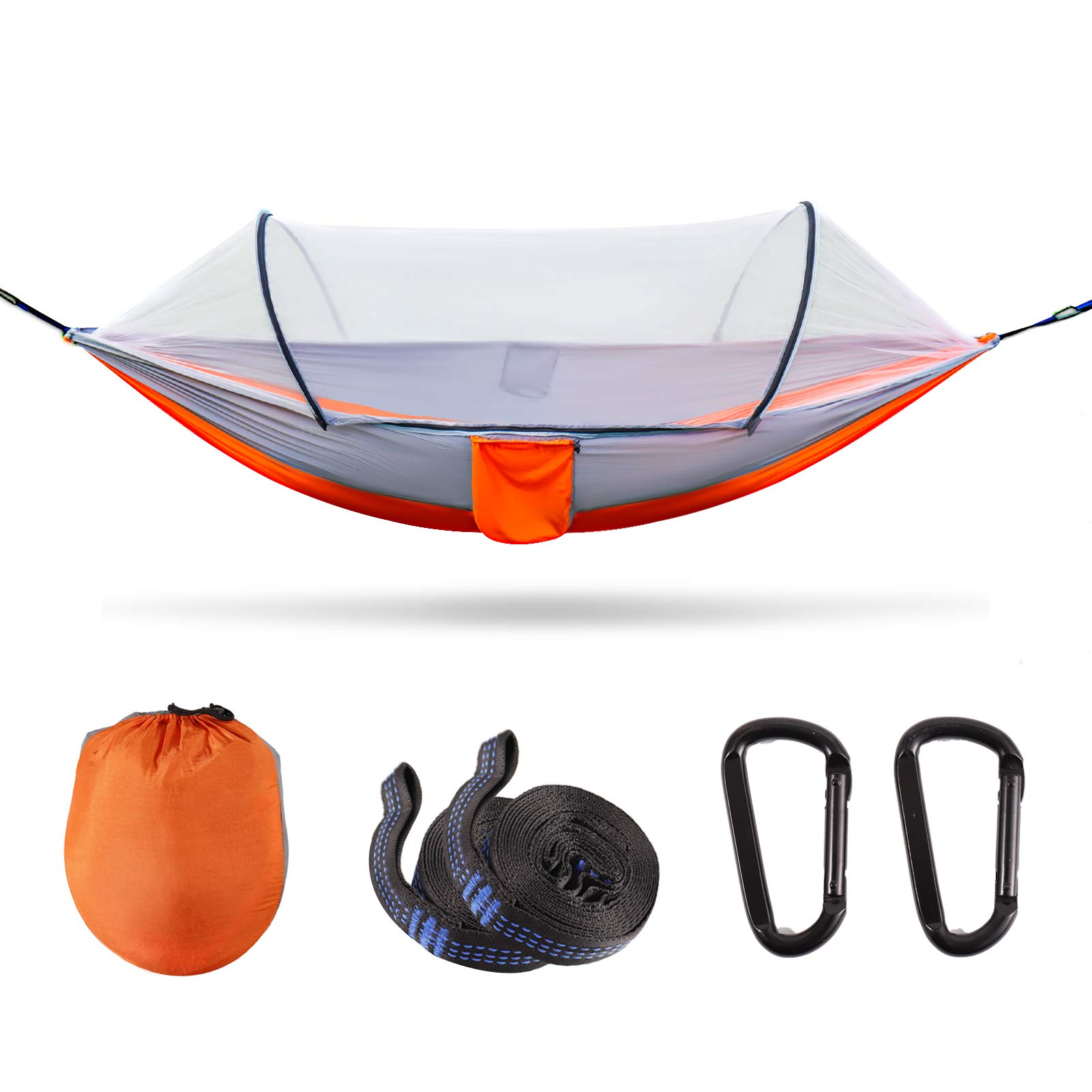 Large Camping Hammock with Mosquito Net, Lightweight Double & Single Hammock Tent for Camping Portable Travel Hammock Sturdy and 500lb Load-Bearing for Outdoor Hiking Backpacking Backyard Patio