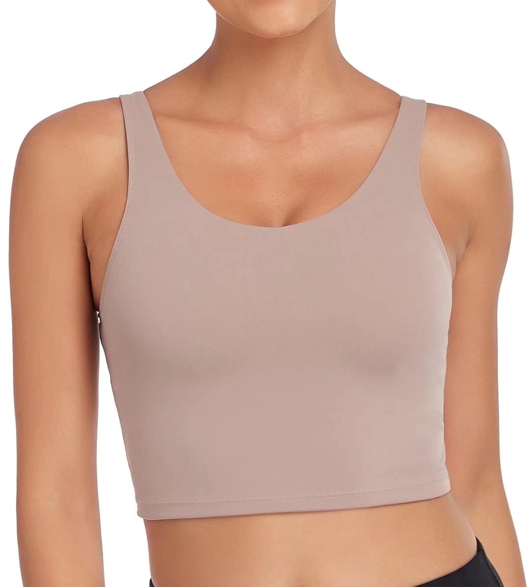 Nehayo Women’s Longline Sports Bra Wirefree Padded Medium Support Yoga Bras for Running Workout Tank Tops(Lavender Grey01 XL)