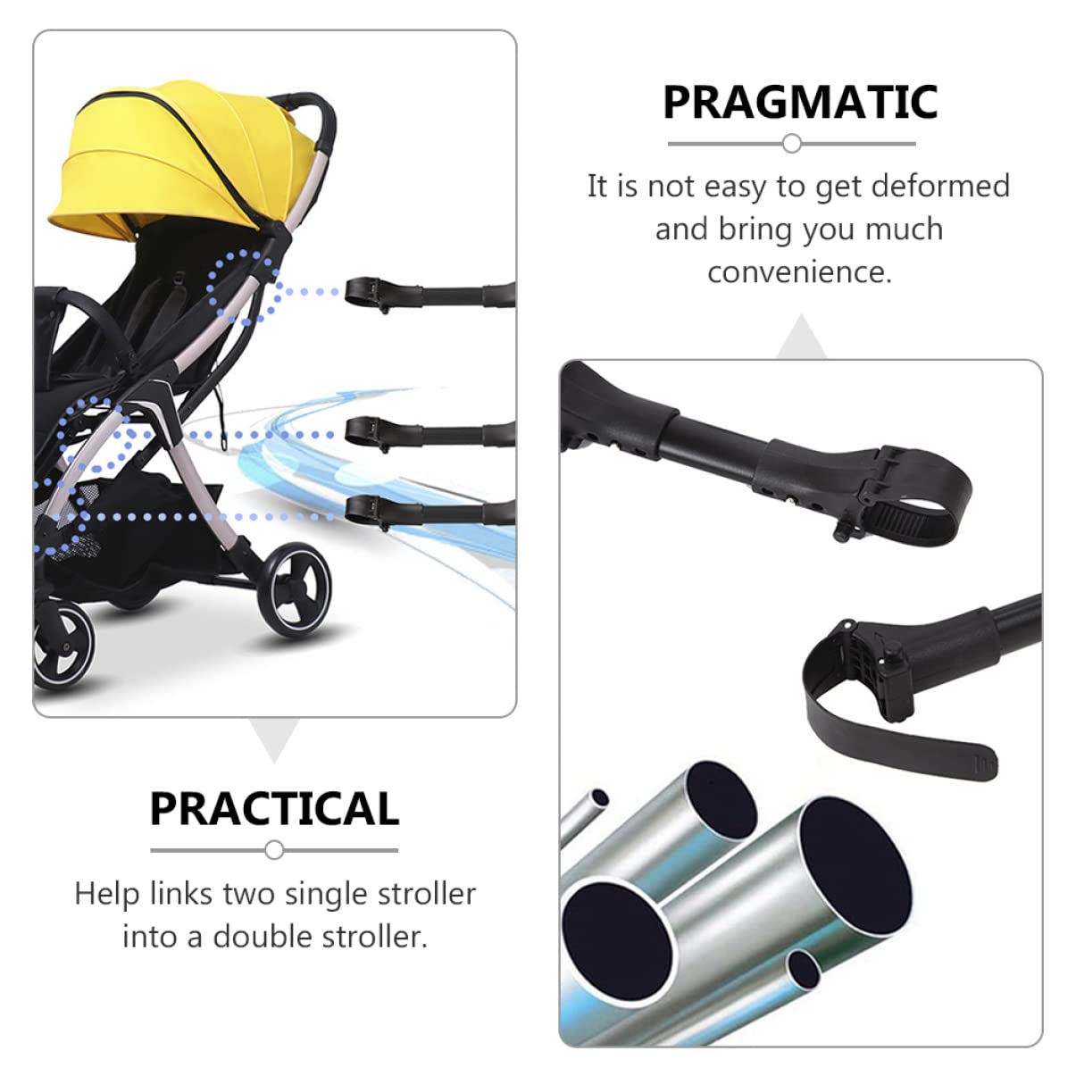 Toddmomy 2pcs Stroller Two Babies Professional Connector A Connectors Baby Outdoor Aluminum Accessory Prams Single Become for Double Ster Use Universal Sters Twin