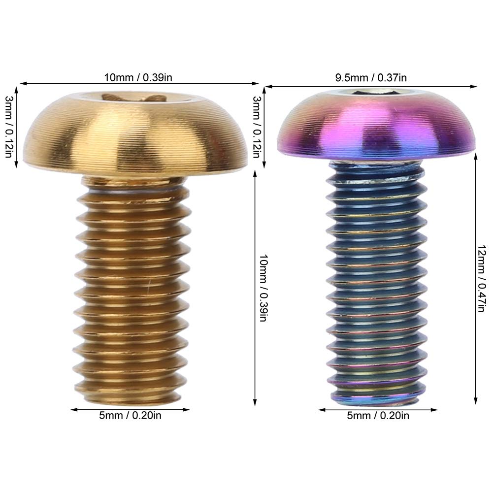 LetCart Bicycle Screw,Bike Stem Fixed Screws,5pcs / Pack Titanium Alloy M512 Bicycle Water Bottle Cage Bolts M510 Disc Brake Screws (M512Gold)
