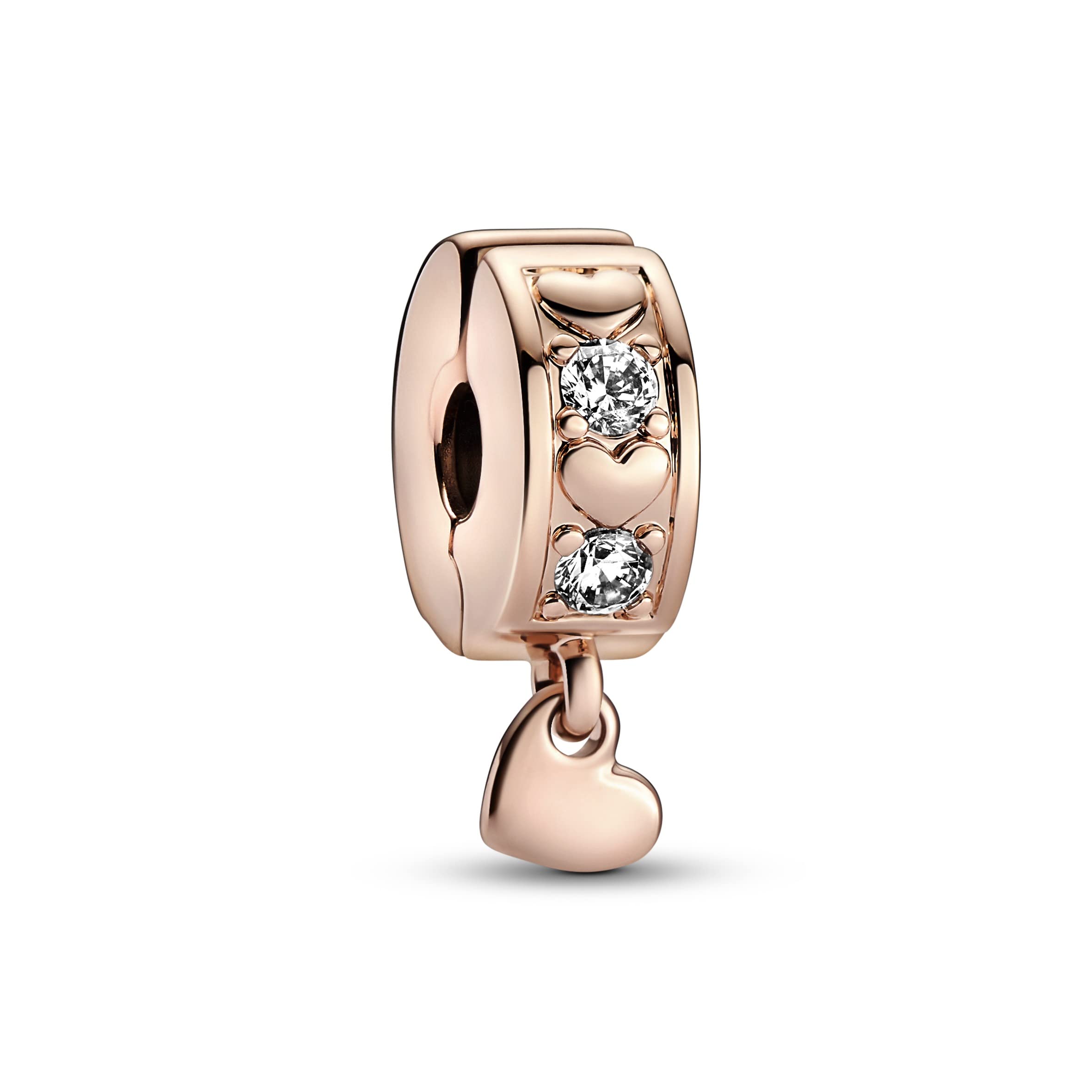 Pandora Infinite Hearts Sparkling Dangling Clip Charm Rose/Silver One Size