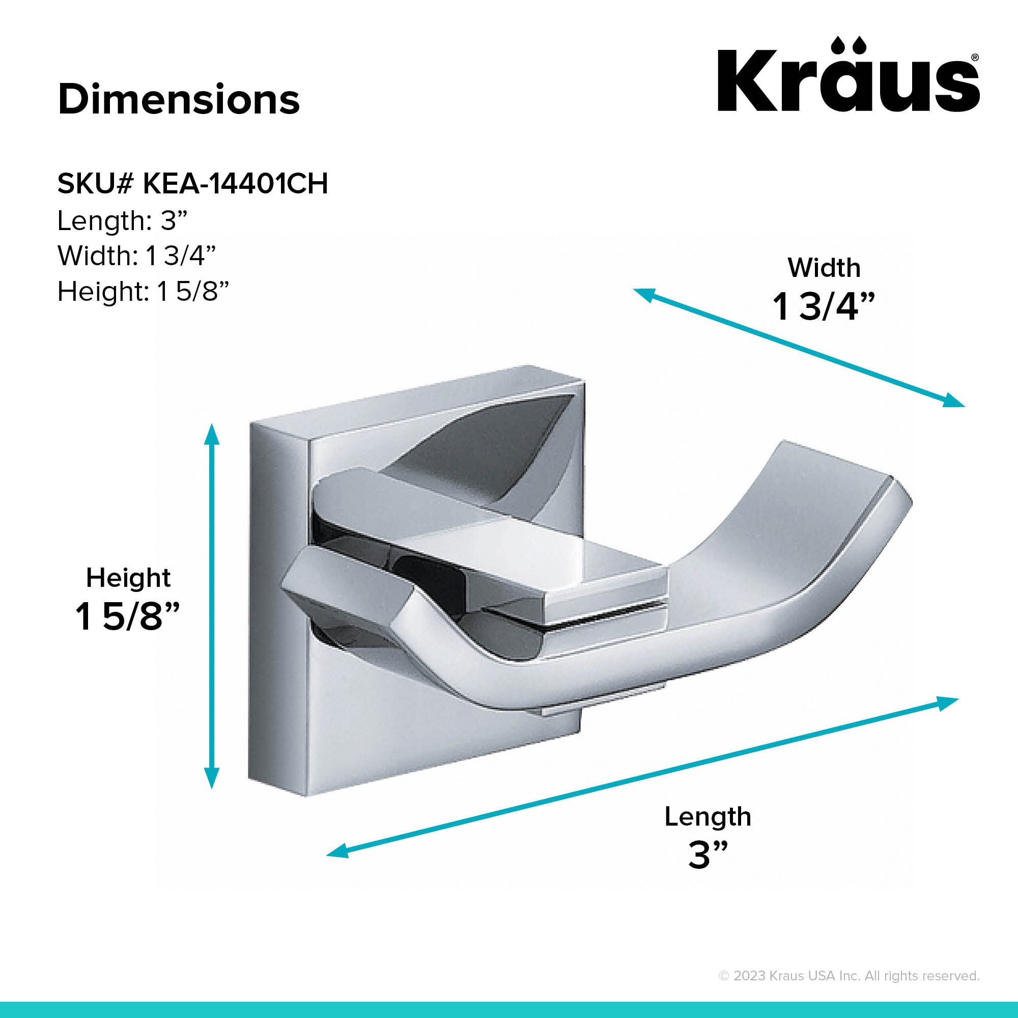 Kraus KEA-14401CH Aura Bathroom Accessories - Double Hook