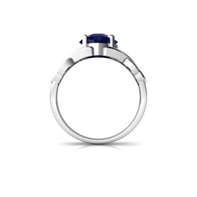 Jewels For Me 14kt White Gold Lab Sapphire 6mm Cushion Celtic Knot Ring - Size 6