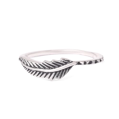 P4 Creation Oxidized Leaf New Designs Feather Ring Silver Band For Women's, Girls and Teen Girls Best Gift