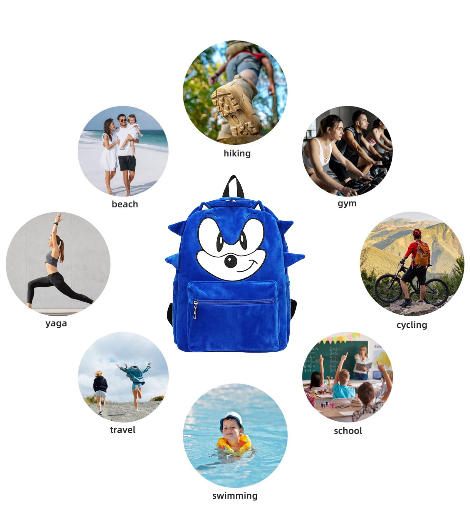 LXYXEV Cute Plush Cartoon Backpack for Boys and Girls-Lightweight Travel Rucksacks Book Bags with Adjustable Shoulder Straps-Blue