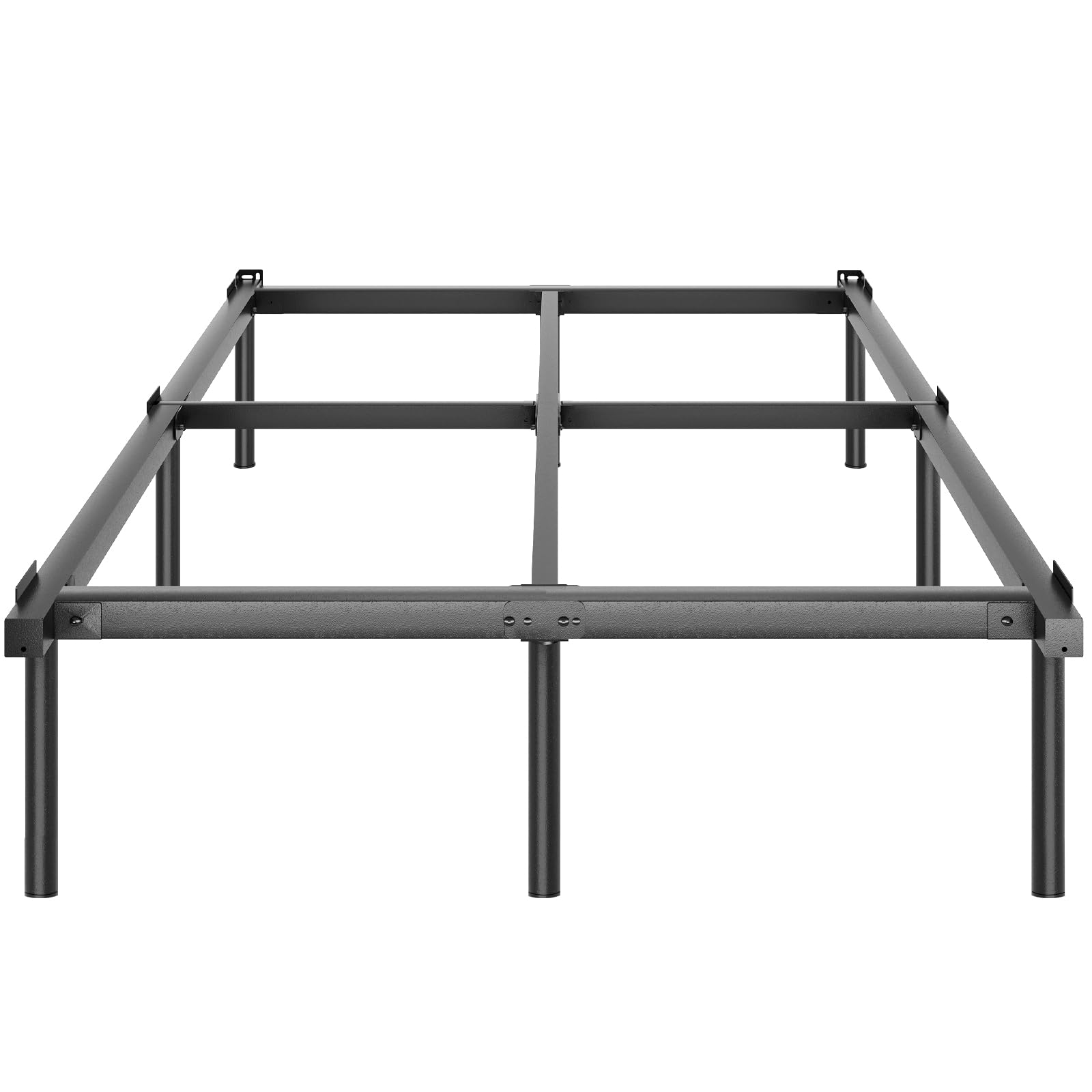 JOM Metal Bed Frame Full Size - 14 Inch Rails Bedframe for Box Spring and Mattress Simple Required Double Base Black