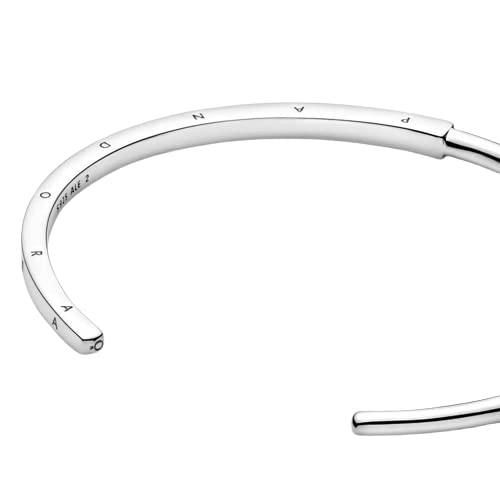 Pandora Jewelry Signature I-D Open Bangle Bracelet for Women - Sterling Silver - 8.1”