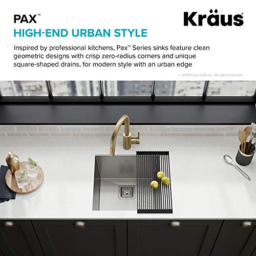 KRAUS Pax 18 1/2-inch 18 Gauge Undermount Single Bowl Stainless Steel Kitchen Sink, KHU19