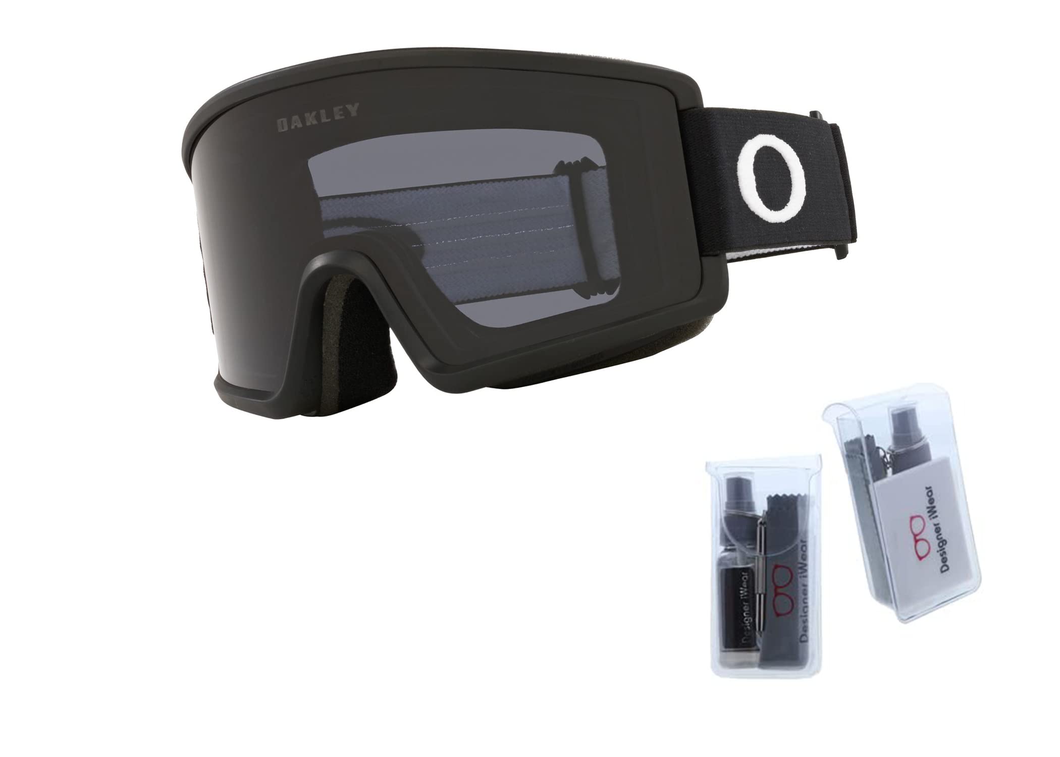 Oakley Target Line M OO7121 Matte Black/Dark Grey Ski Goggles For Men For Women + BUNDLE with Designer iWear Eyewear Kit