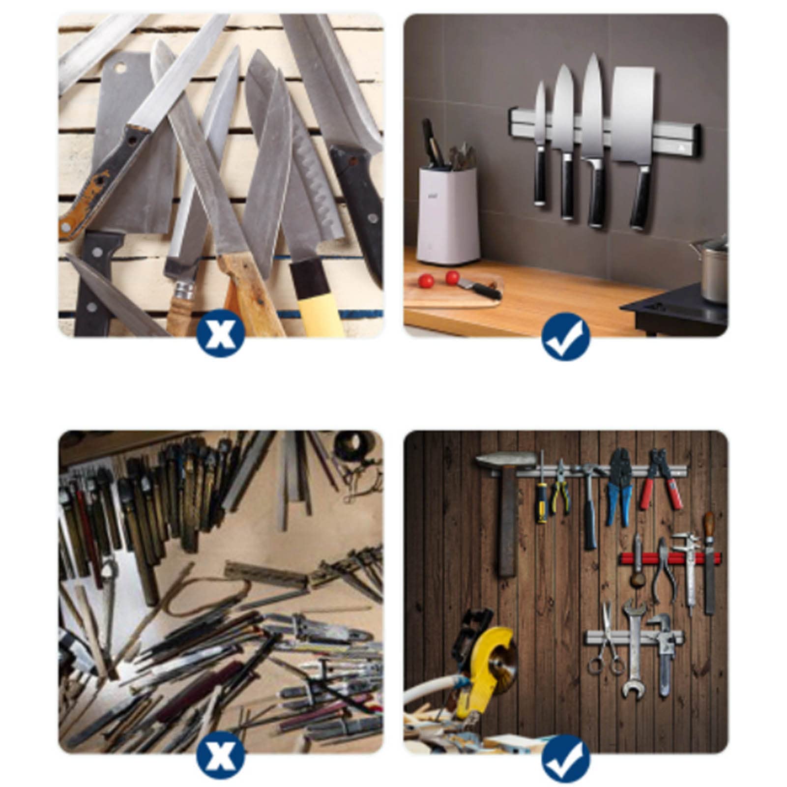 Tool Strip, Wall Mount Heavy Duty? Tool Holder Strong Magnetism 2?Sided for Kitchen for Storage