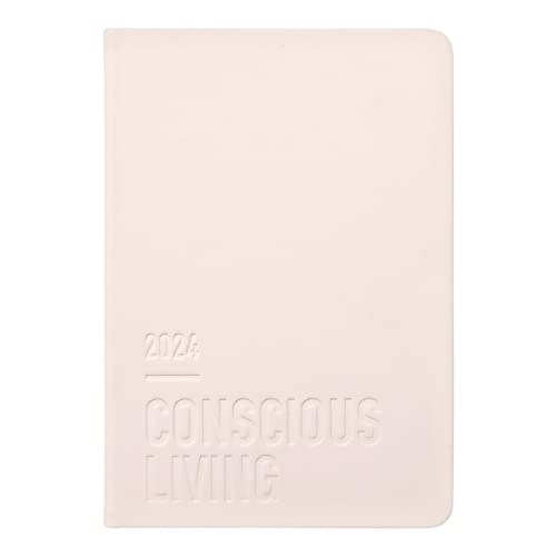 Letts Conscious Weekly/Monthly Planner, 12 Months, January to December, 2024, Sewn Binding, A5 Size, 8.25" x 5.875", Multilingual, Rosewater (C082399-24)