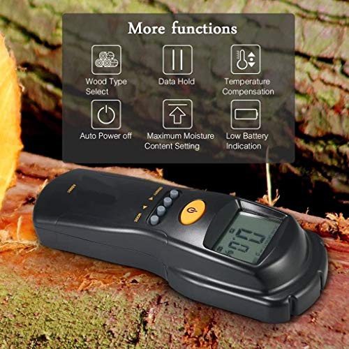 Wood Moisture Meter, Lumber Damp Detector, Moisture Content Tester with LCD Display, Range 2%~70%, Suitable for Measuring The Containing Water of Wood, Bamboo, Paper & Herbals