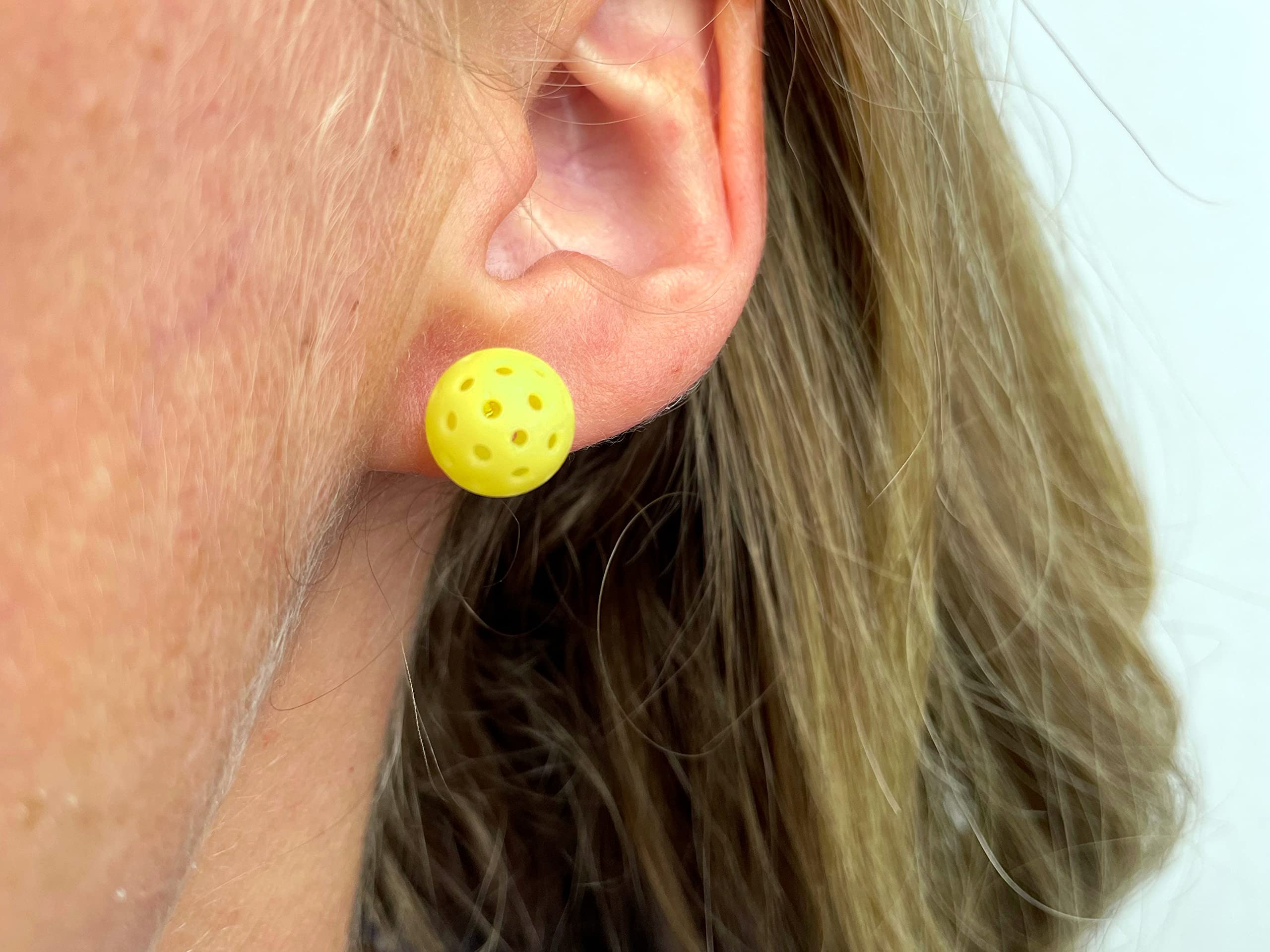 Pickleball Stud Earrings, Pickleball Accessory, Yellow Mini Ball Earring, 10mm