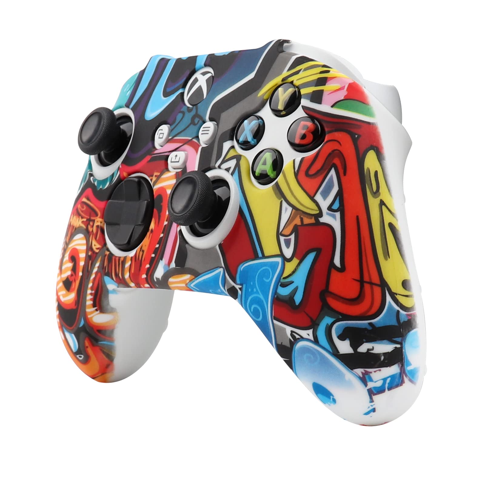 RALAN Controller Cover Skins for Xbox Series, Anti Slip Silicone Protector Compatible for Xbox Series S/X Controller (Black Pro Thumb Grip x 8,Cat + Skull Cap Cover Grip x 2)