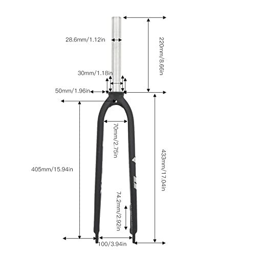 Pwshymi Bicycle Fork, Bicycle Rigid Fork High Strength Aluminum Alloy Lightweight for Road Bike